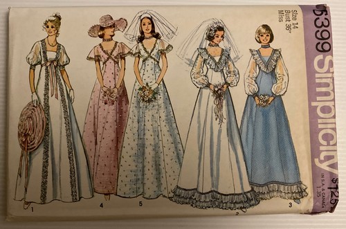 Simplicity 6399 Vintage 70s Sewing Pattern Cottage Core Bridal Dress ...