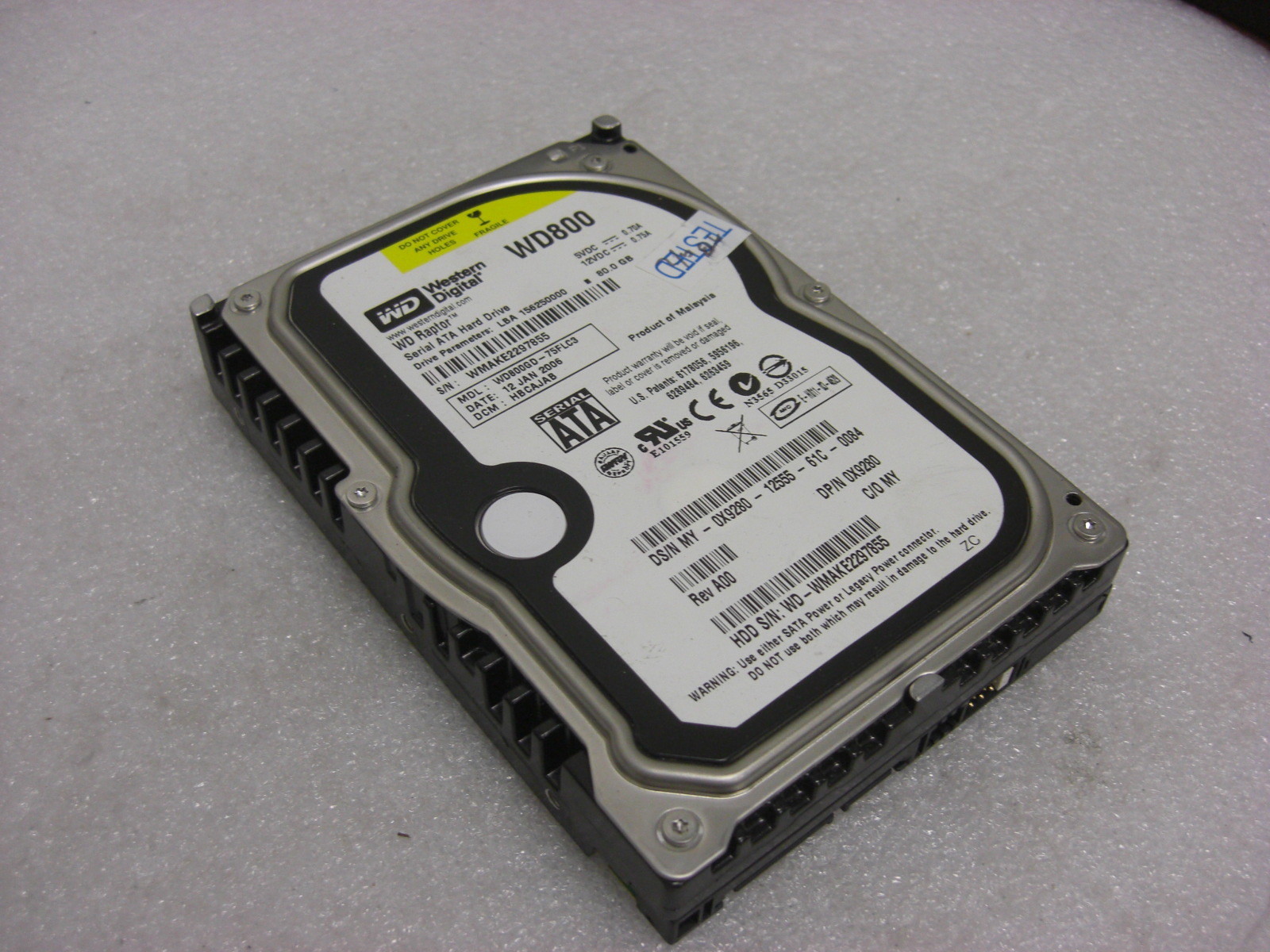 Western digital wd800gd-75flc3 dell 0x9280 80gb sata hard drive wd800 ...