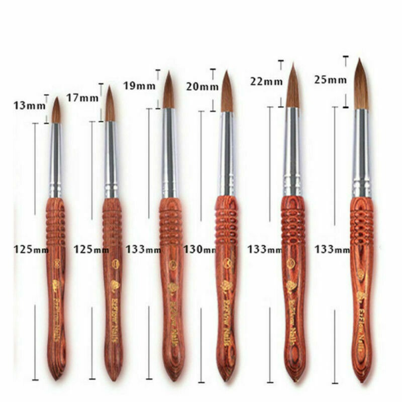 New Kolinsky Acrylic Nail Brush Crimped Round Head For Manicure Powder ...