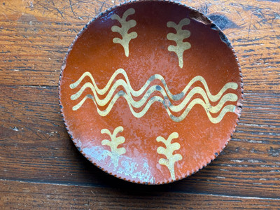 Vintage Folk Art Redware Slipware Crimped Plate - 8" diameter | eBay