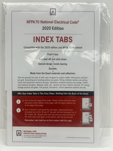 NFPA 70 2020 National Electrical Code NEC Handbook Self-Adhesive Index ...