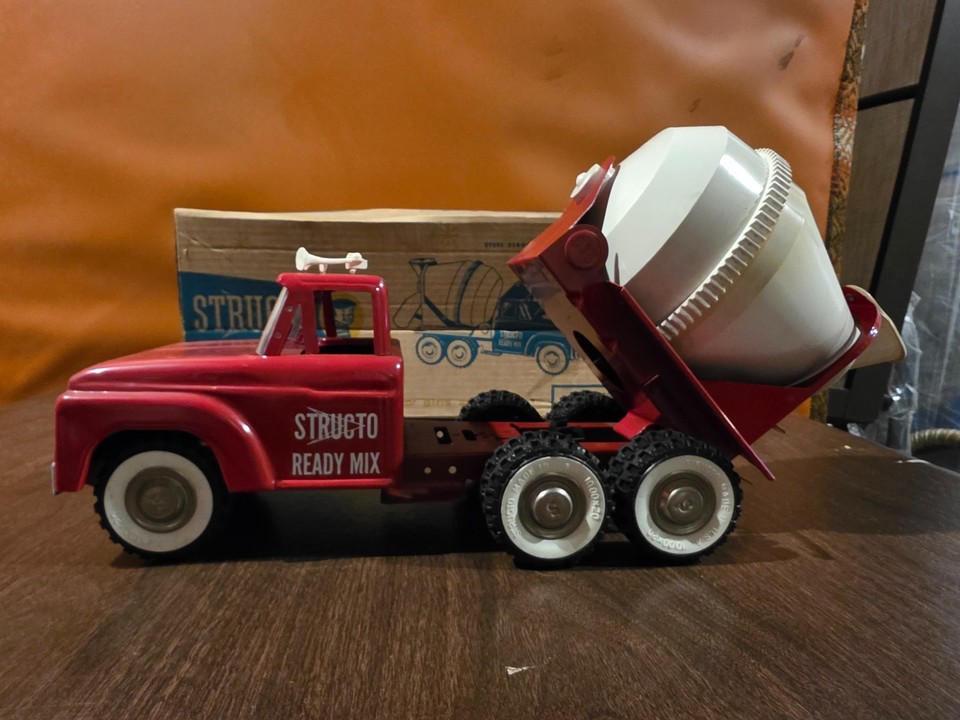 Vintage Structo Ready Mix Concrete Mixer Cement Red Truck | eBay