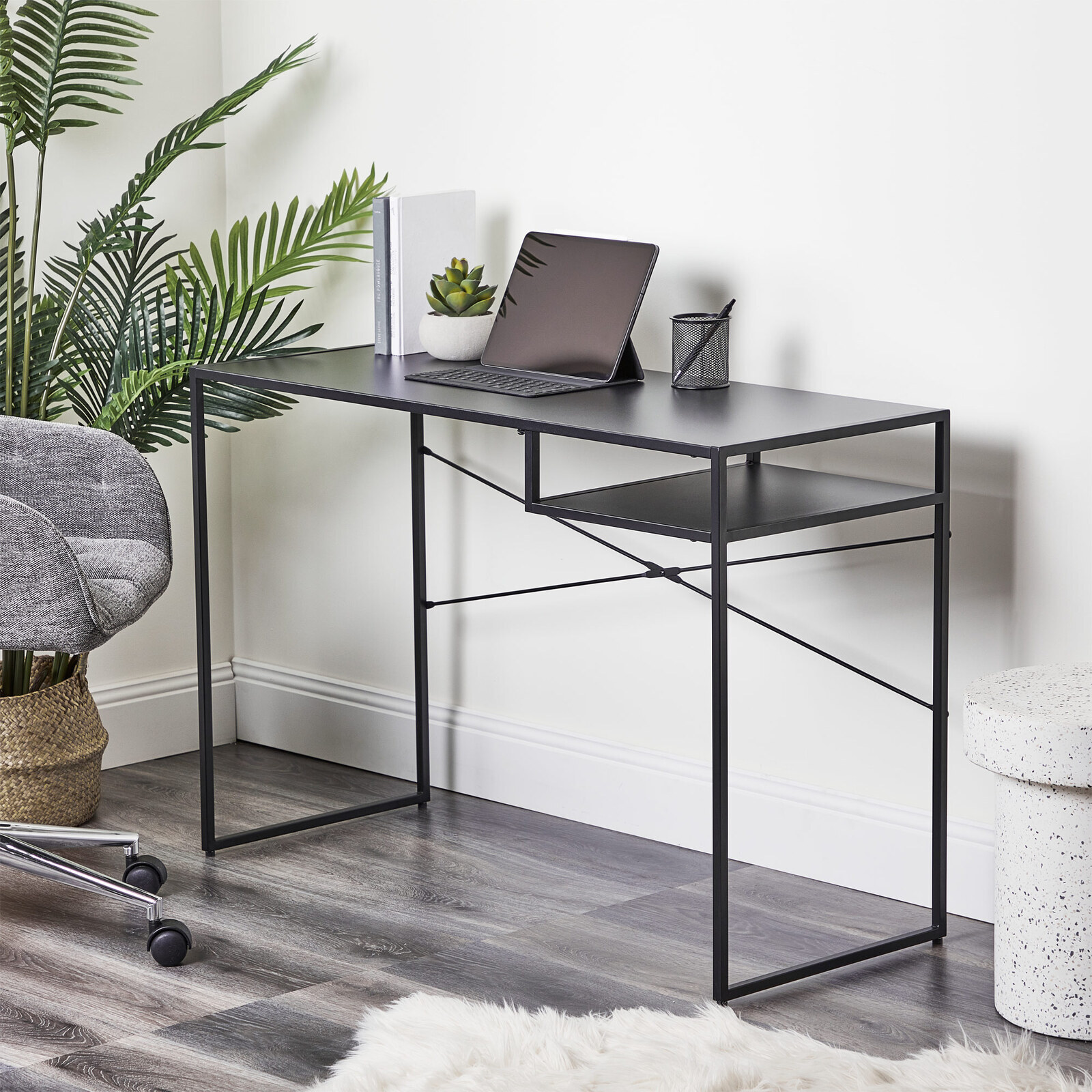 Cooper & Co. 110x75cm Aria 1 Tier Shelf Metal Compact Bedroom/Study ...