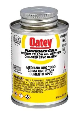 Oatey FlowGuard Gold Medium Yellow All Weather One-Step CPVC Cement - 4 ...