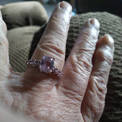 Vtg Beautiful Sterling Silver 925 Pale Pink Stone & Czs BBJ Ladies Ring ...