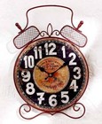 Rustic Wooden Alarm Shape Vintage Wall Clock Retro Scrolled Metal Alarm ...