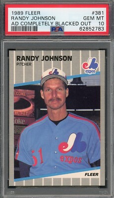 Randy Johnson 1989 Fleer Ad Blacked Out Baseball Rookie Card #381 ...
