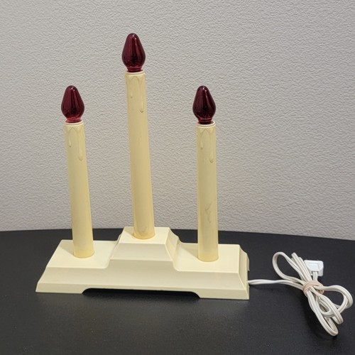 Vintage 3 Light Window Candle Electric Plastic Drip Candelabra Red ...