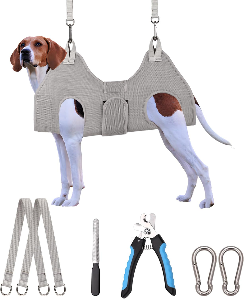 Dog Grooming Hammock Harness, M-Large Dog Hammock for Nail Trim, Gray ...