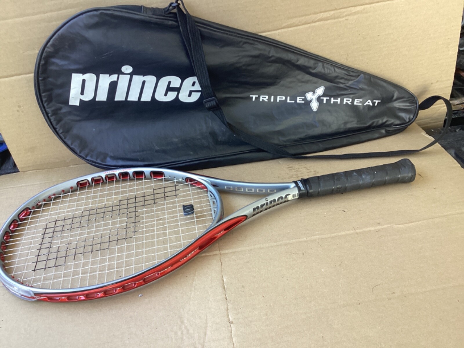 Prince O3 Red Tennis Racquet 105 Midplus 4 3/8 (grip size 3) w/Case | eBay