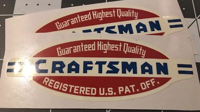 Craftsman Tools Quality lathe vintage tool box style 40's decal 3 5/8 ...