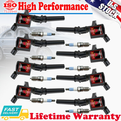 8x Spark Plugs & Ignition Coils For FORD CROWN VICTORIA E-150 E-250 4 ...