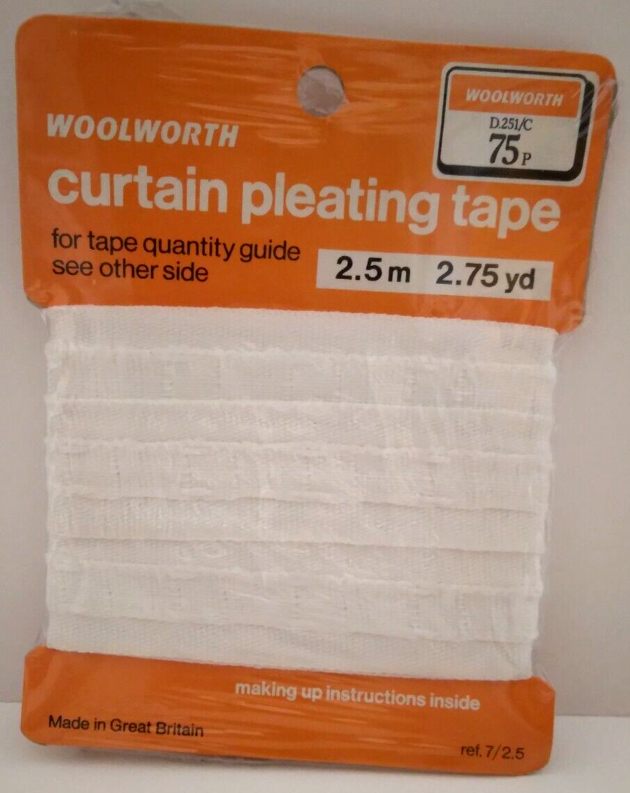 Vtg. Curtain Pleating Tape 2.75yd (2.5m) Woolworth White NOS | eBay