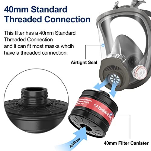 Full Face Gas Mask Survival Nuclear and Chemical with 40mm Activated ...