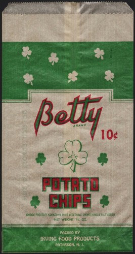 Vintage bag BETTY BRAND POTATO CHIPS Paterson New Jersey new old stock ...