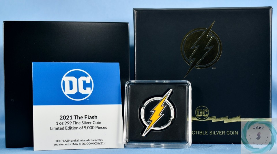 2021 Niue Silver DC Comics Flash Logo 1oz Shaped Proof Coin 5,000 Made ...