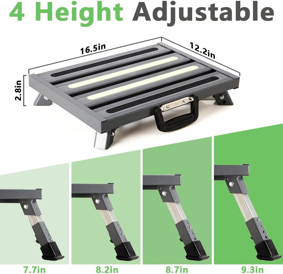 Aluminum RV Steps, 4-Level Adjustable Folding Step Stool with Non-Slip ...