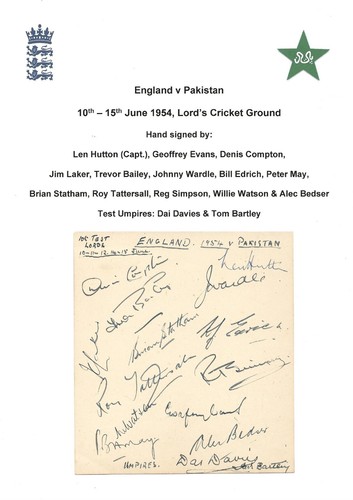 ENGLAND CRICKET TEAM 1954 ORIGINAL AUTOGRAPHED BOOK PAGE 15 X ...