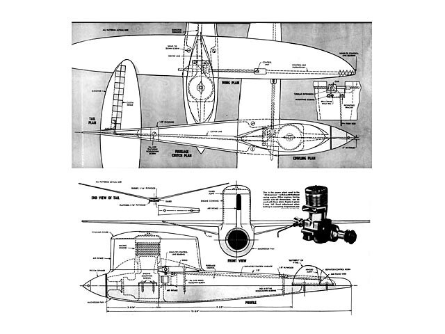 All American Control Line 20" Wing RC Model Airplane Printed Plans ...