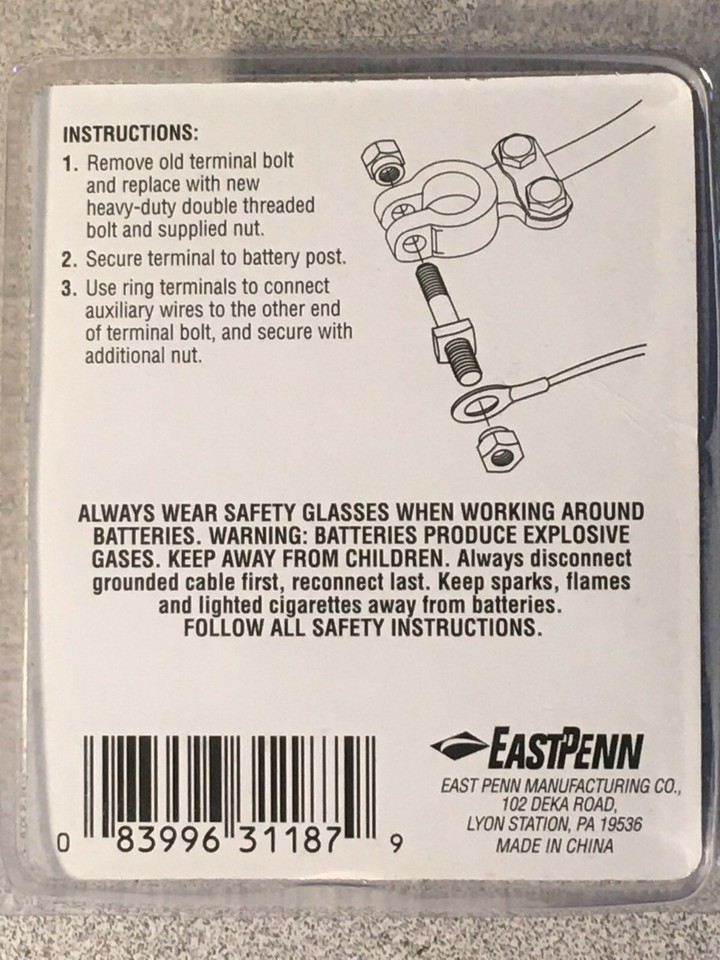 Deka 2 Top Post Battery Double Threaded Terminal Bolts | 5/16-18" | For ...