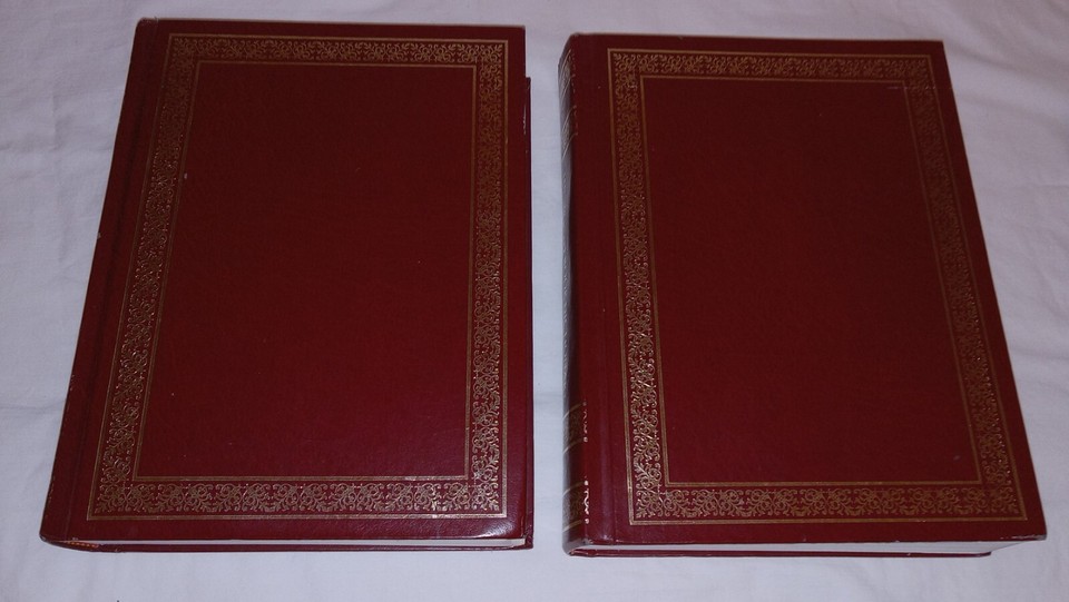 LOT OF 9 Vintage Dictionaries Encyclopedias Red Gold For Staging Office ...