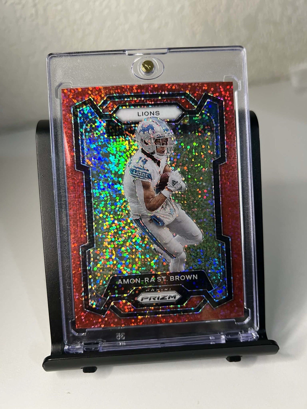 Panini 2023 Prizm Amon-Ra St. Brown Red Sparkle #96 Detroit Lions ...