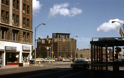 Sl68 Original slide 1980's RTS bus stop downtown city view 669a | eBay