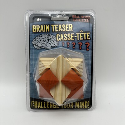 BRAIN TEASER CASSE-TETE Real Wood 3-D PUZZLE New Fun Learning Toy Gift ...