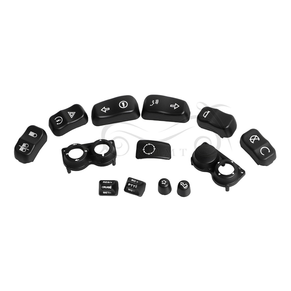 Black Hand Control Switch Buttons Caps For Harley Electra Road Street ...