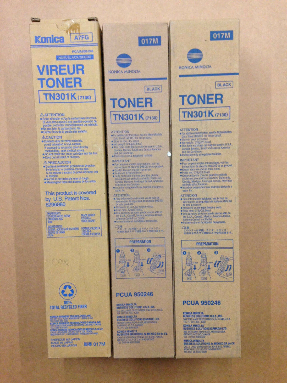 3pk Genuine Konica Minolta TN301K Black Toner 950246 (7130) SAME DAY ...
