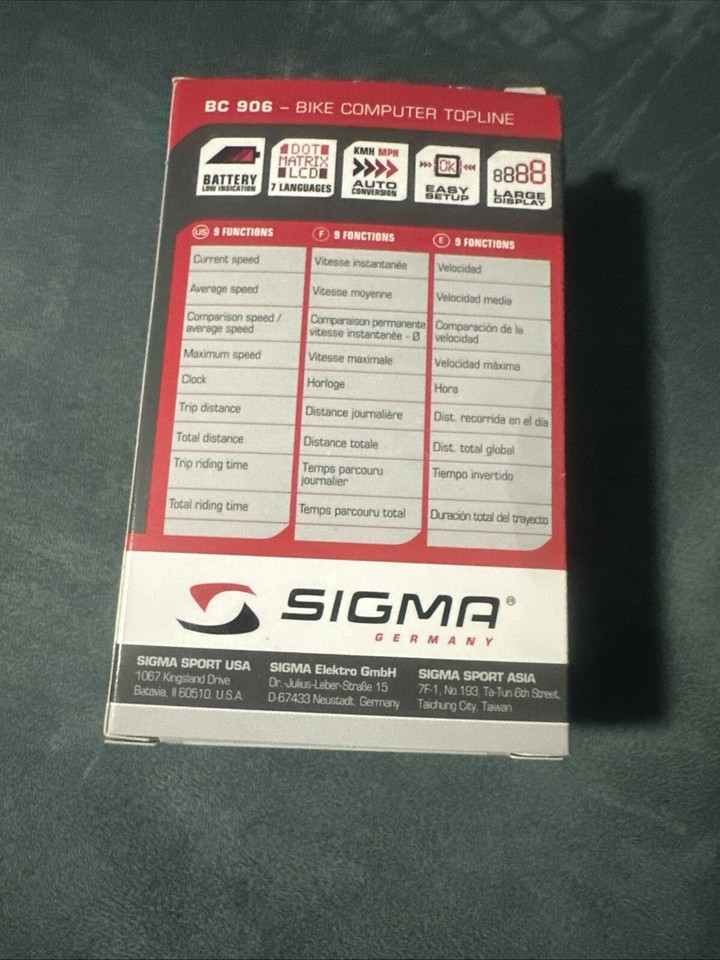 SIGMA Bike Computer Topline Model BC 906 | eBay