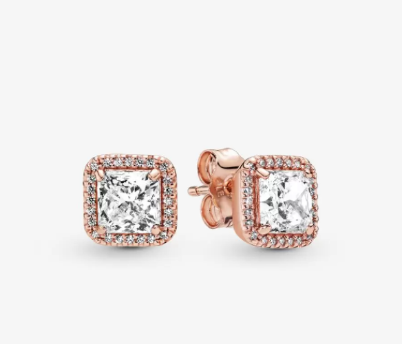 PANDORA Timeless Elegance Rose Gold Stud Earrings With Clear CZ ...