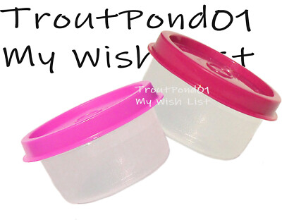 Tupperware Smidgets Mini Tiny Bowl Containers 1 oz Sheer Neon Pink ...