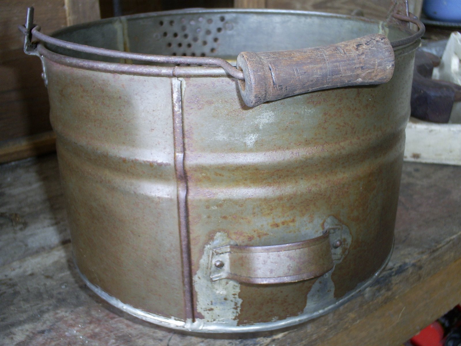 Antique Tinware Large Water Pot Coffee Pot Camp Stove Bail Handle | eBay