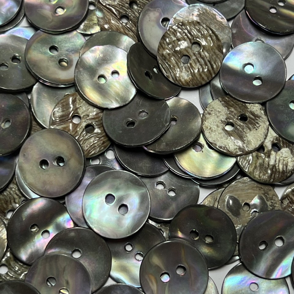 REAL Abalone Shell Smoke/Gray Sustainable Button 15mm 18mm 20mm 2hole ...