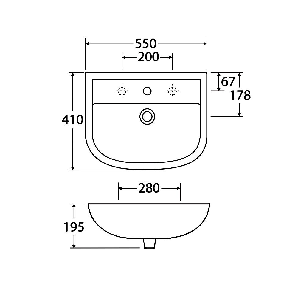 550*410*195mm RAK Compact Wall-Hung Basin | eBay
