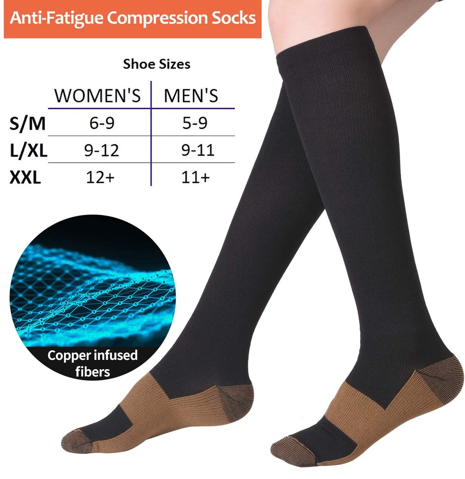 Physix Gear Copper Compression Socks For Men Women 20-30 mmhg Pressure ...