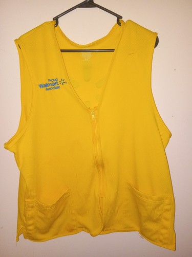 Walmart Proud Associate Unisex Yellow Zip Employee Uniform Vest Sz ...