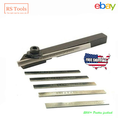10mm Small Mini Lathe Cut Off Parting Tool Holder With 6 Pcs M2 HSS ...
