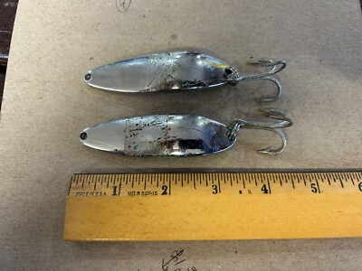 2 Vintage Gator Casting Spoons Silver Spinner Spoon Fishing Lure Metal ...