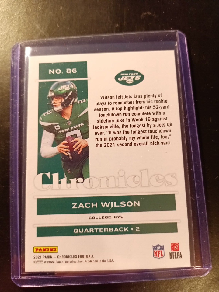 Zach Wilson ROOKIE CARD 2021 Panini Chronicles #86 New York Jets (RC ...