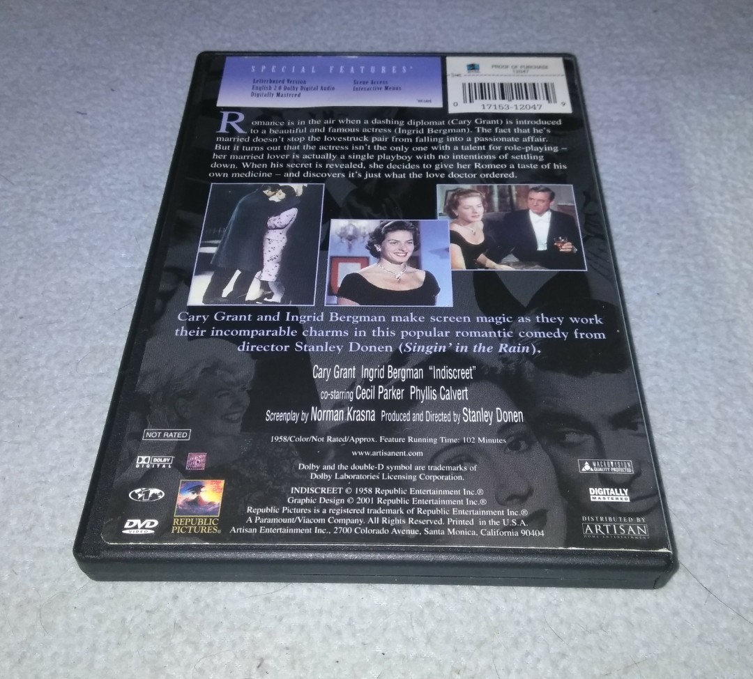 cary grant INDISCREET ingrid bergman DVD *RARE oop 17153120479| eBay