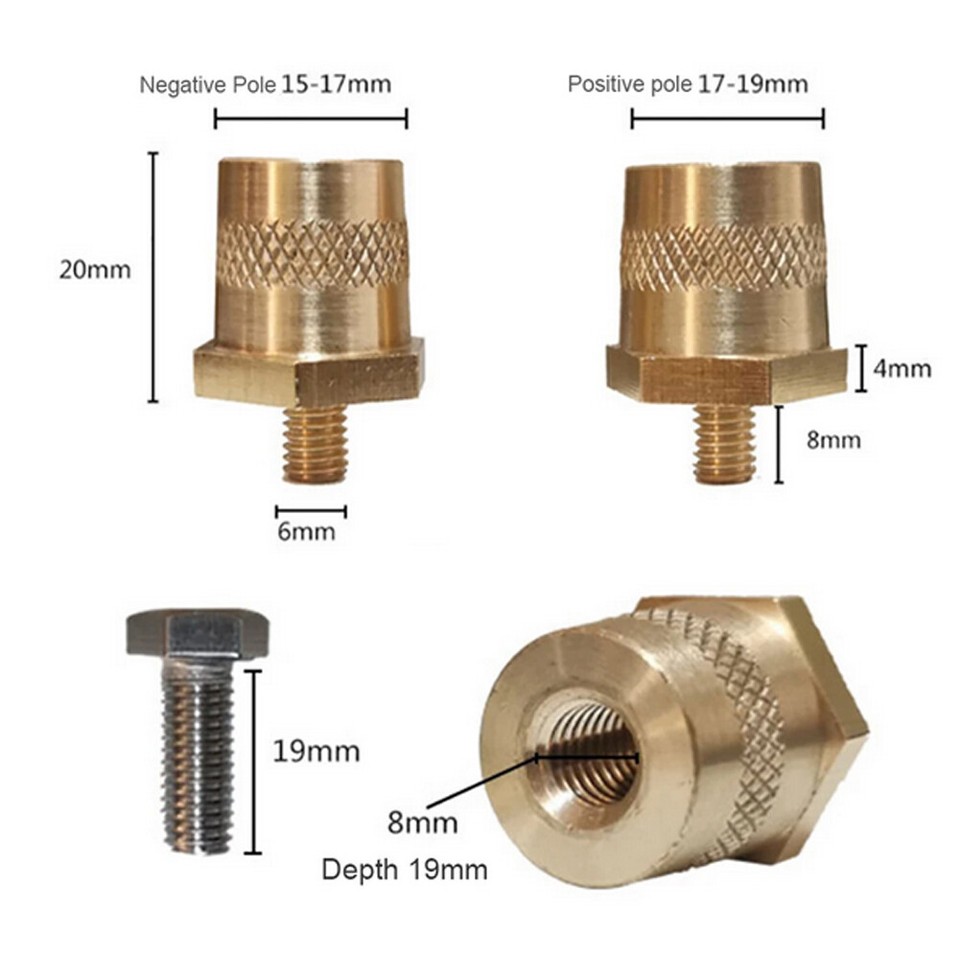4Pcs Battery Pole Adapter Terminal Connector Fittings M6 M8 Thread Post ...