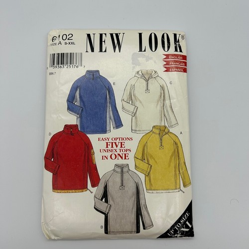 New Look 6102 Unisex Knit Pullover Top Jacket w Hood Option Uncut Sz S ...