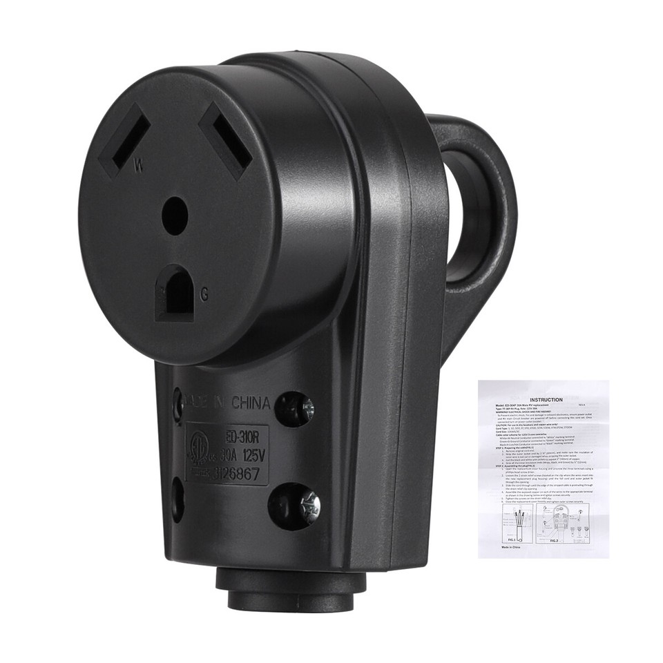 30 Amp RV Plug Male and Female Plug Set {Upgraded } with Handle ...