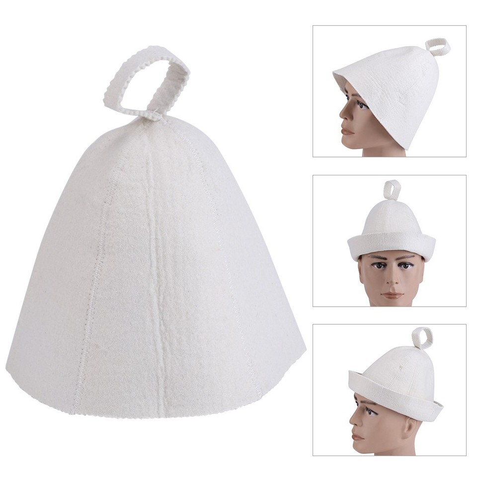 Beige Wool Felt Sauna Hat Cap For Russian Banya Sauna Hut With Hang ...
