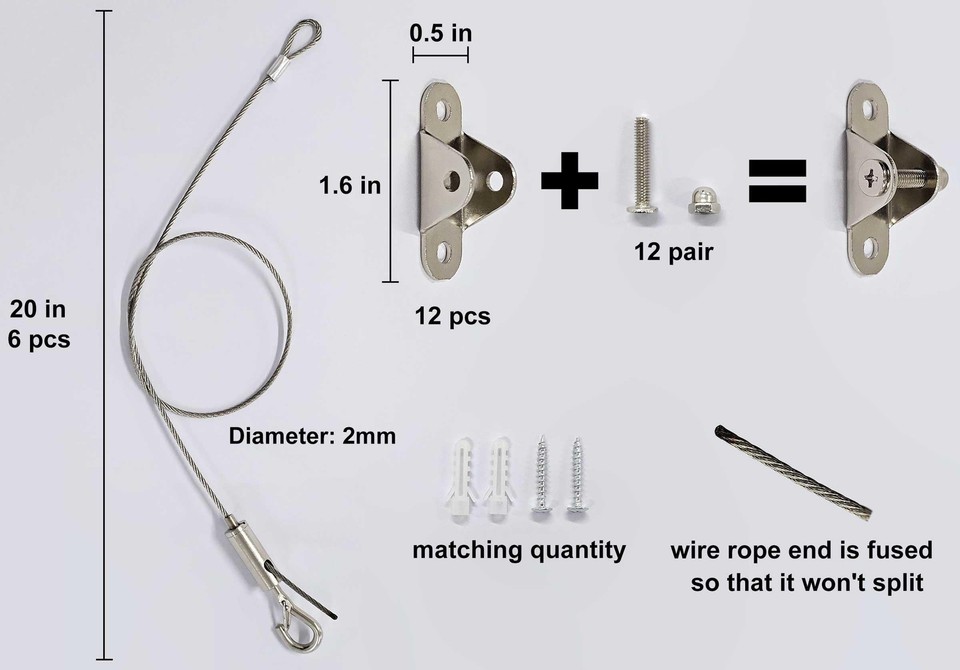 Best 6 Sets Adjustable Hanging Wire Kit Stainless Steel Multipurpose ...