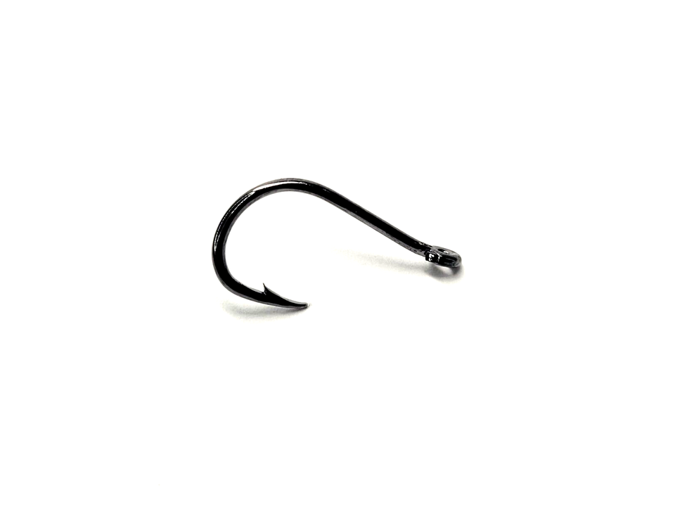 GLO BUG HOOKS - 25pc. #8 - 2X STRONG - WIDE - Black-Nickel - Fly Tying ...