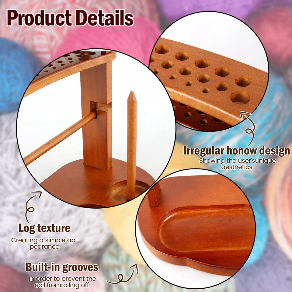 Yarn Holder For Knitting Wooden Yarn Rack Stand With Slots Stable Yarn ...