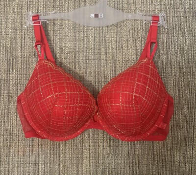 Victoria’s Secret Push Up 36C, Red with Gold Accents Bra. Adds 1 Cup ...